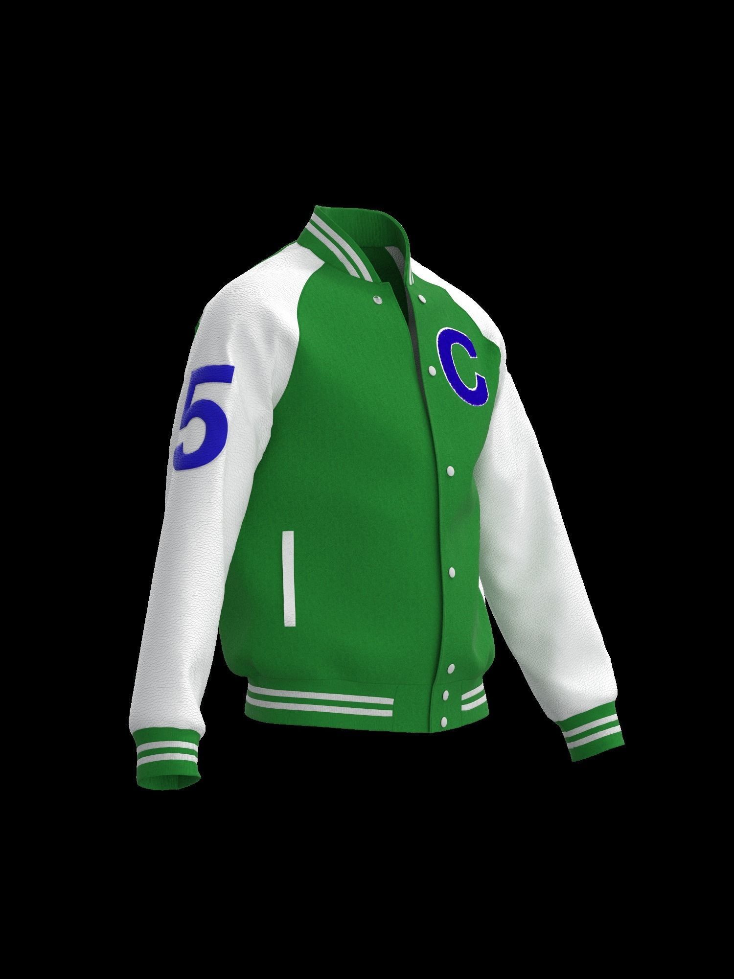 Male raglan varsity jacket 3D model animated rigged | CGTrader