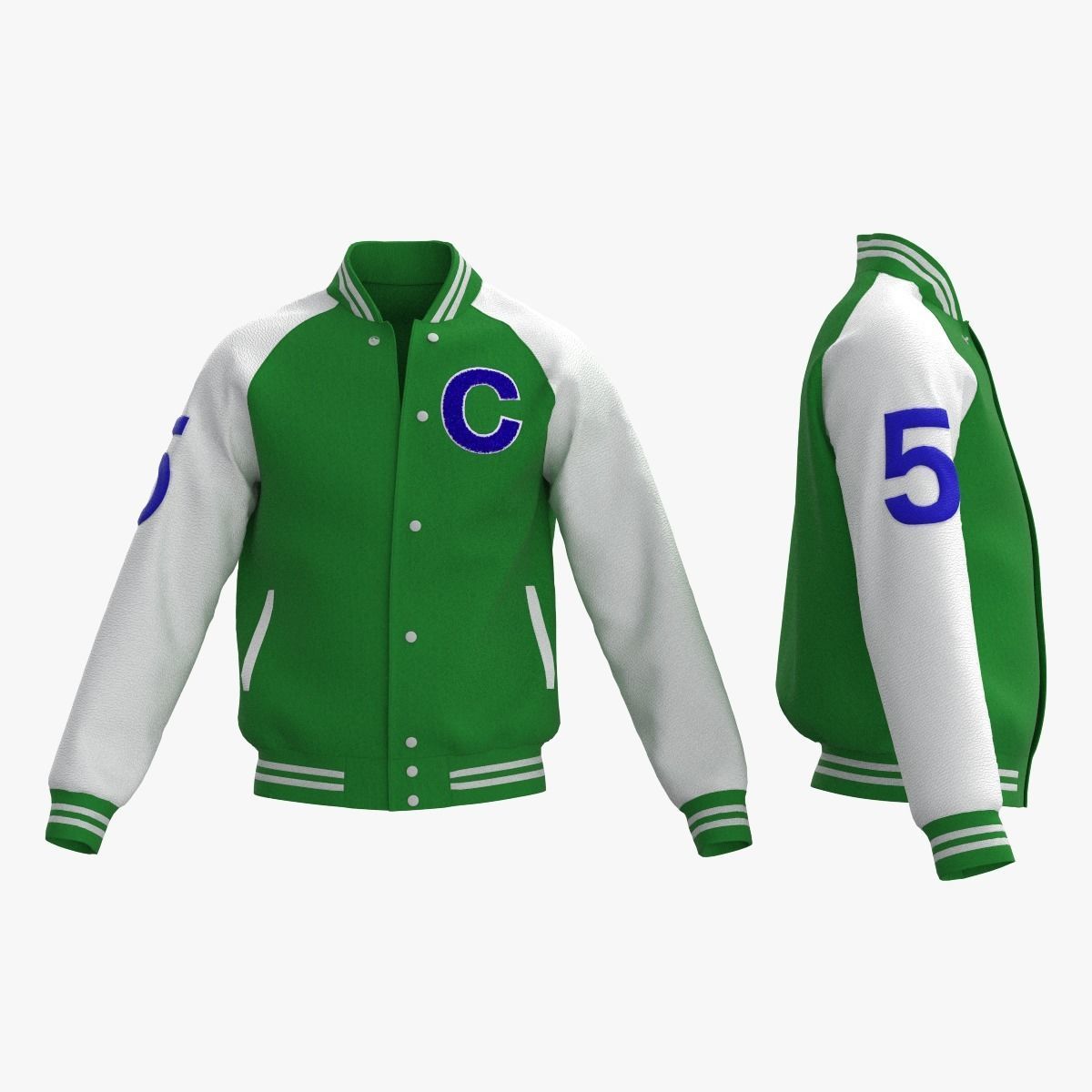 Male raglan varsity jacket 3D model animated rigged | CGTrader