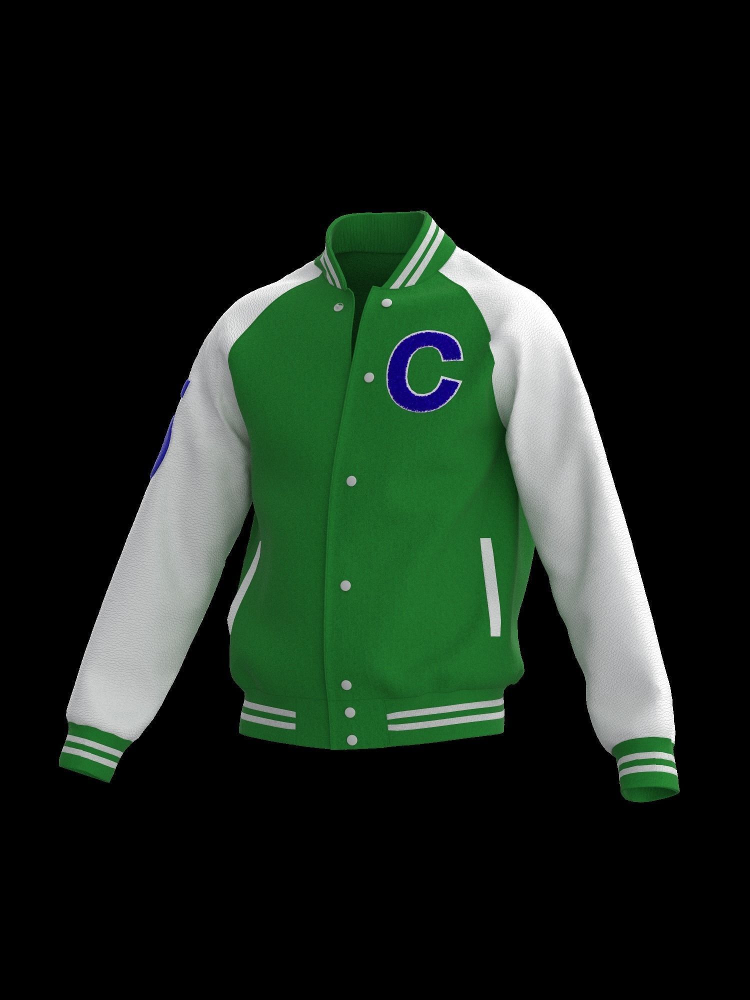 Male raglan varsity jacket 3D model animated rigged | CGTrader