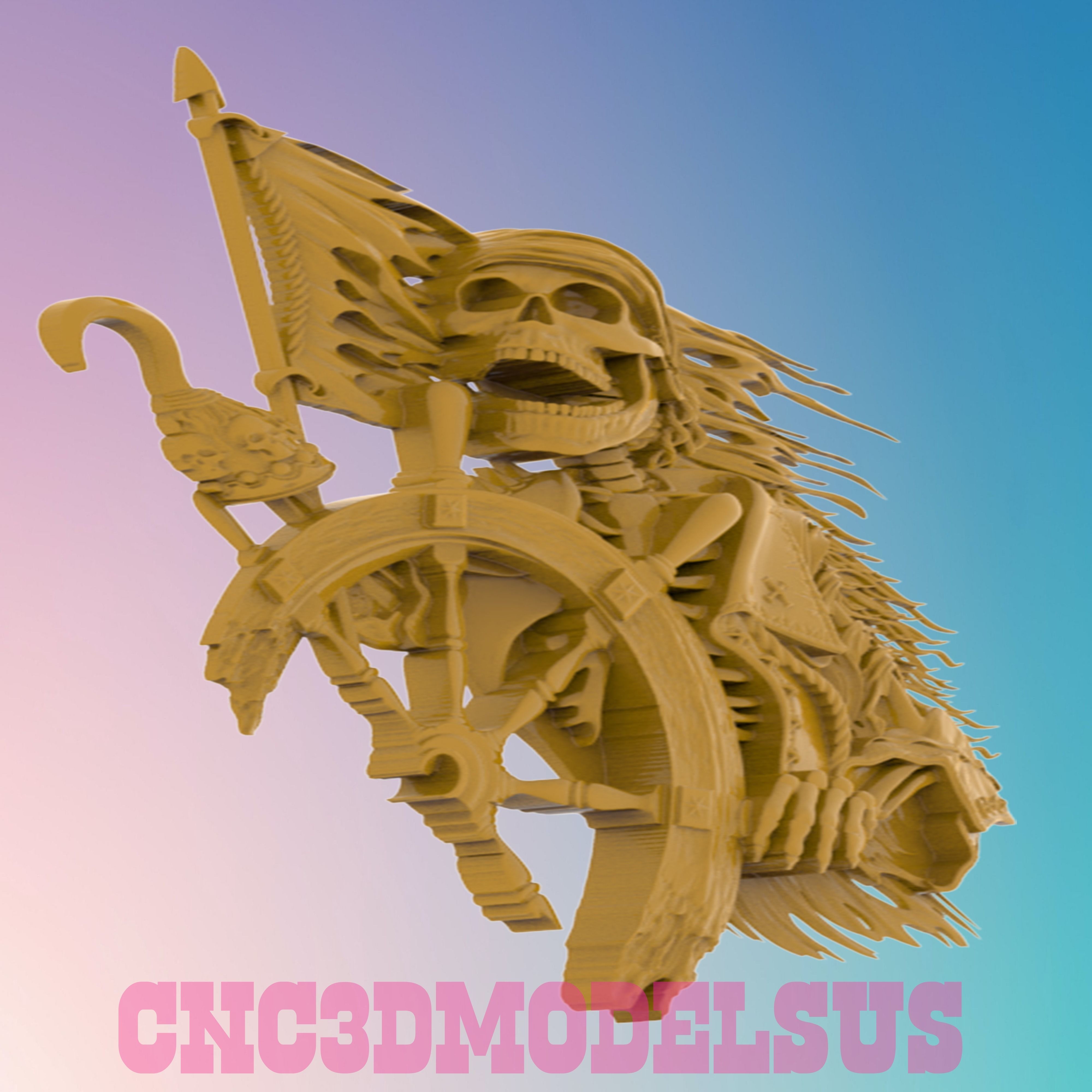 pirate skeleton 3D MODEL STL FILE FOR CNC ROUTER LASER 3D model 3D ...