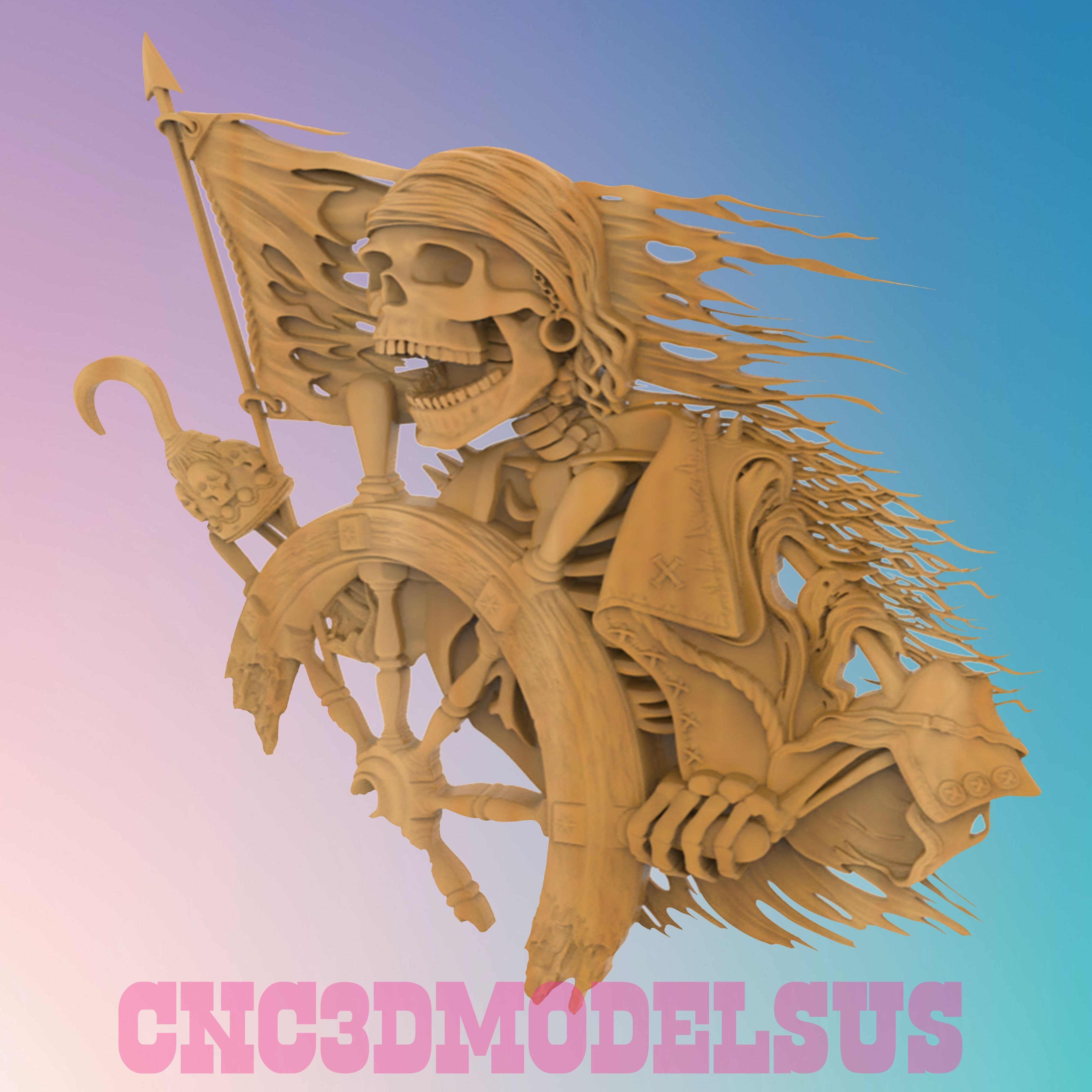 Pirate Skeleton 3d Model Stl File For Cnc Router Laser 3d Model 3d Printable Cgtrader 