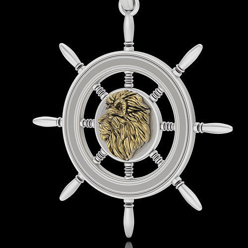 lion wheel pendant silver gold jewelry 3D printable model 3D model 3D ...