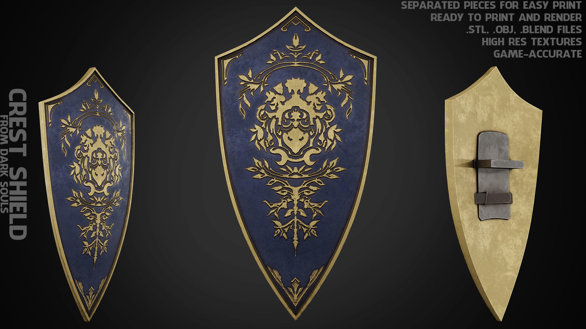 Dark Souls Crest Shield for Cosplay 3D model 3D printable | CGTrader