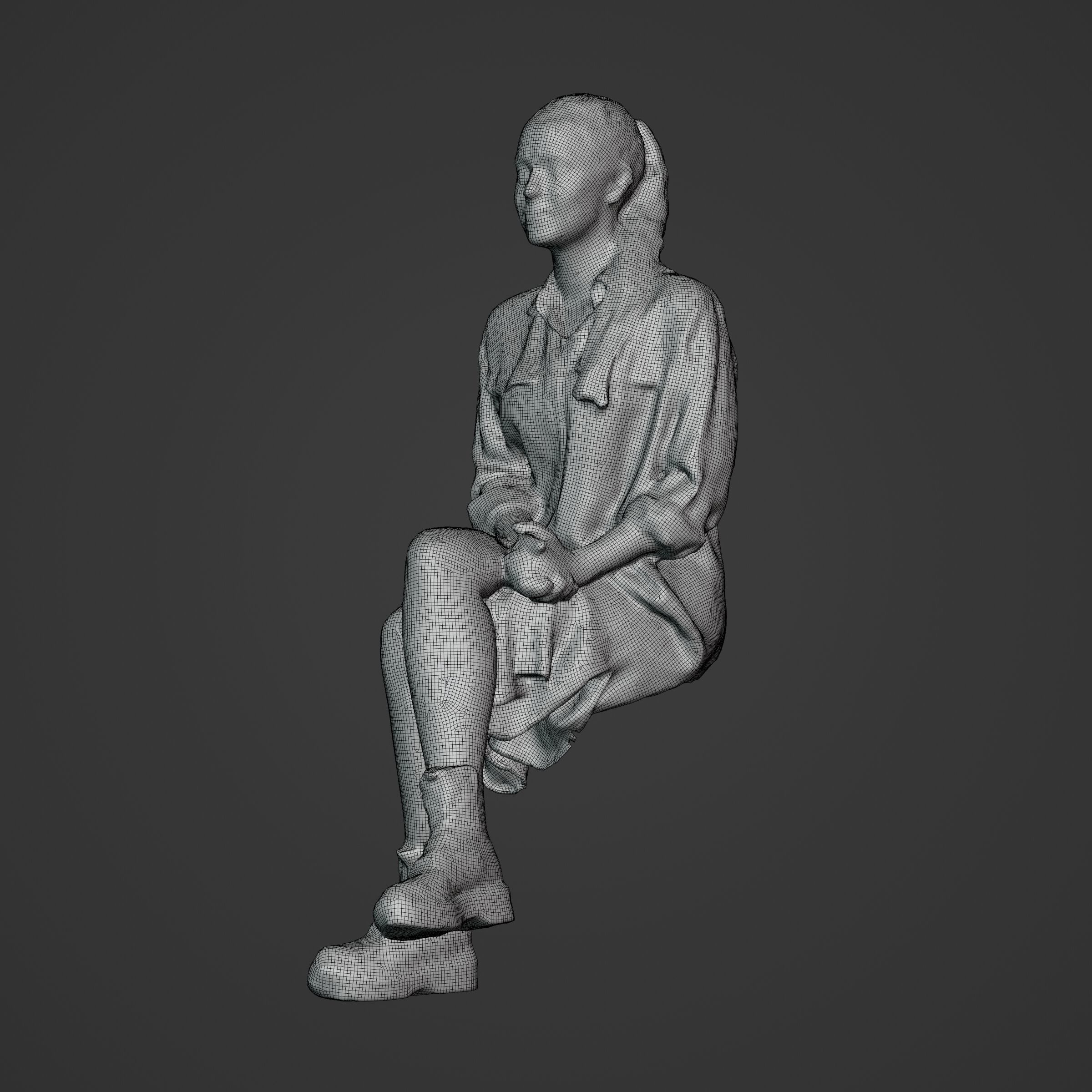3D model Stylish casual woman sitting with crossed legs - posed 3D scan ...