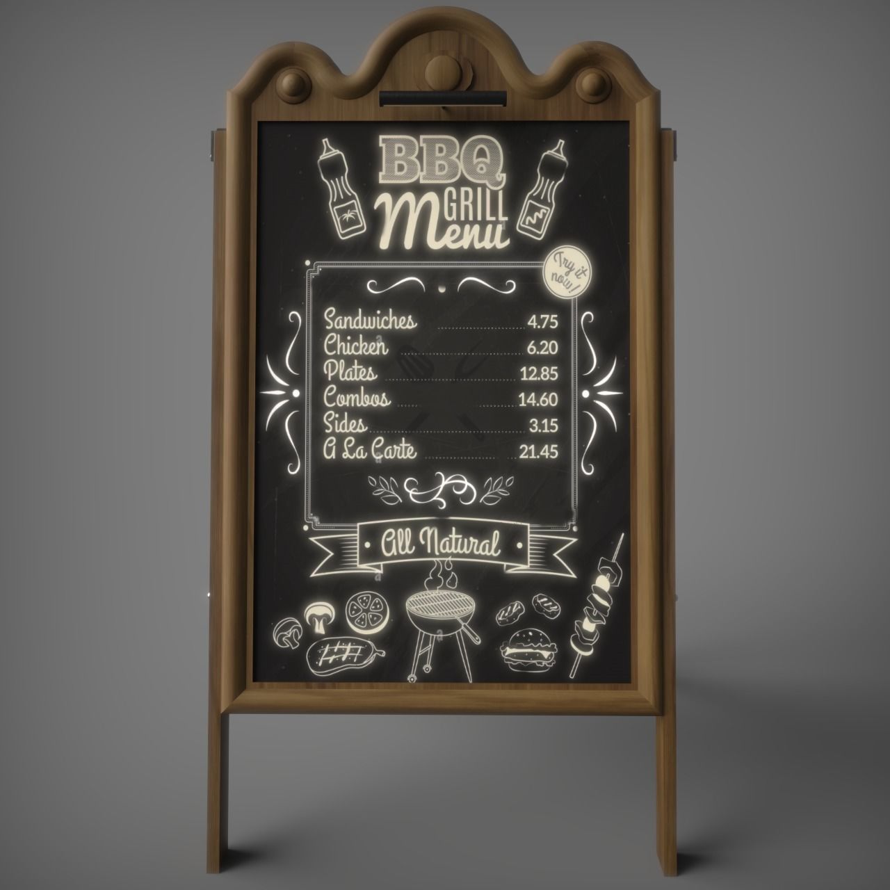 Chalkboard Restaurant Sign 3D model | CGTrader