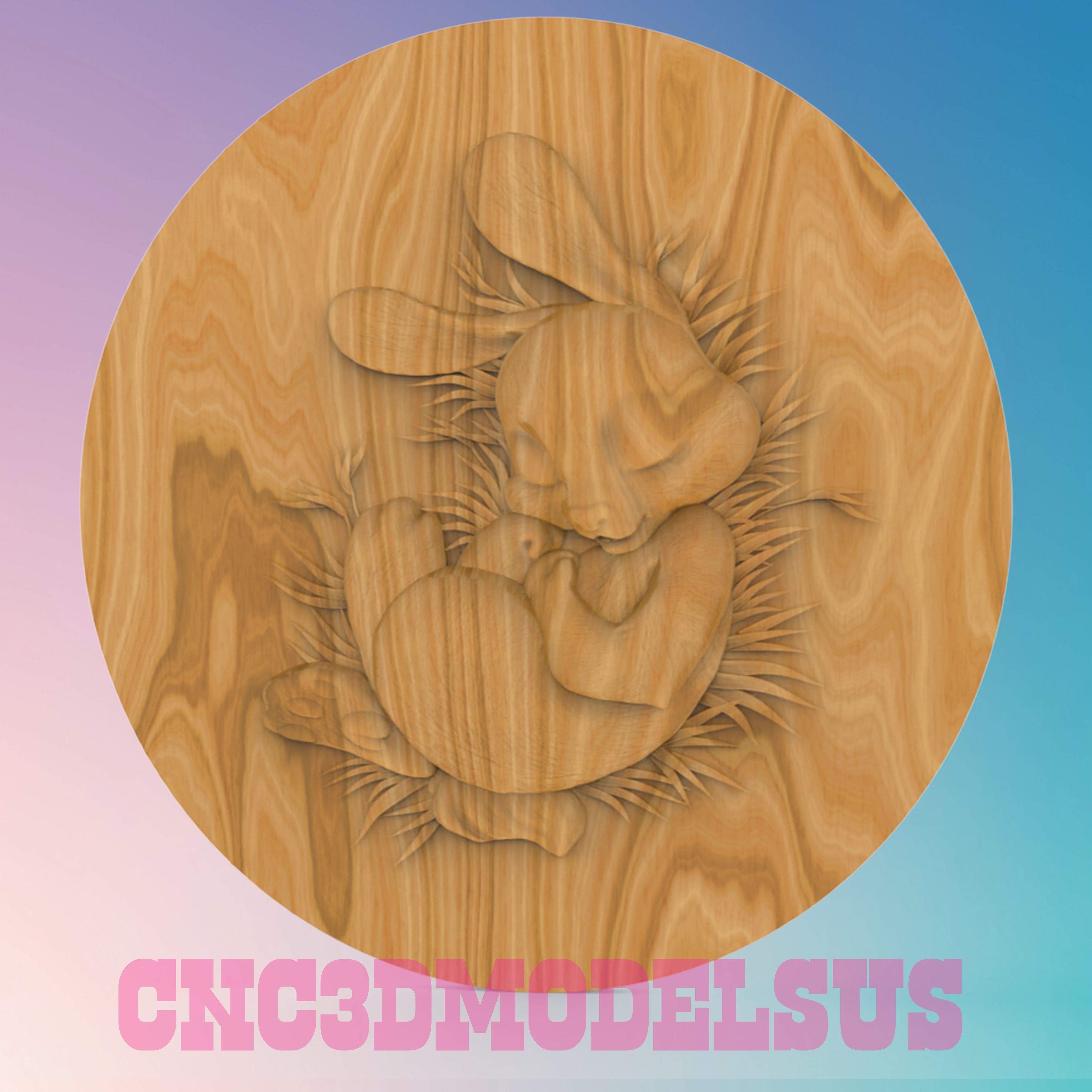 Bunny 3D MODEL STL FILE FOR CNC ROUTER LASER 3D model 3D printable ...