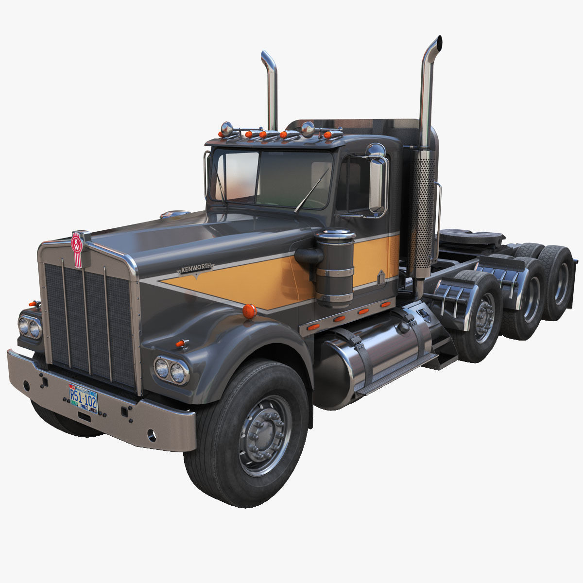 3D model Kenworth W900A Day Cab Heavy Haul Spec Tractor VR / AR / low ...