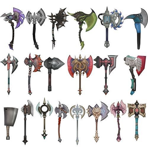 3D model 20 STYLIZED AXE MODELS PACK 1 - LOW POLY VR / AR / low-poly ...