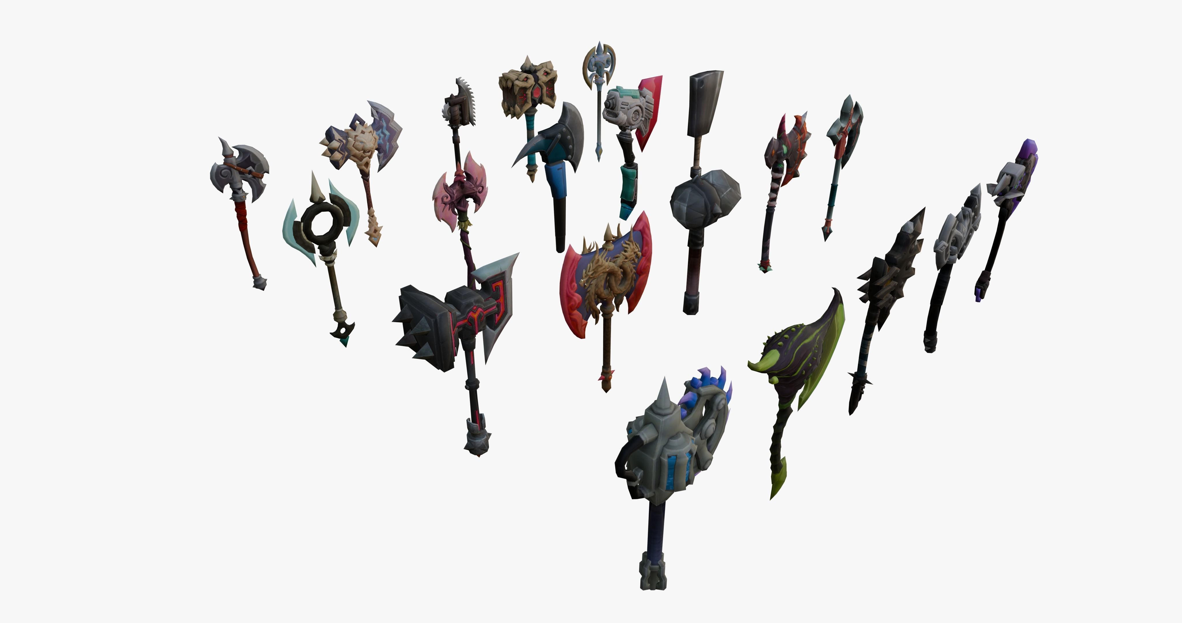 3D model 20 STYLIZED AXE MODELS PACK 1 - LOW POLY VR / AR / low-poly ...