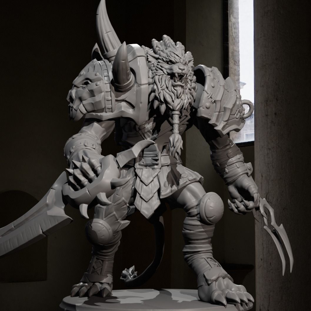 Rengar League of Legend figure STL 3D print Movie Games Diorama 3D ...