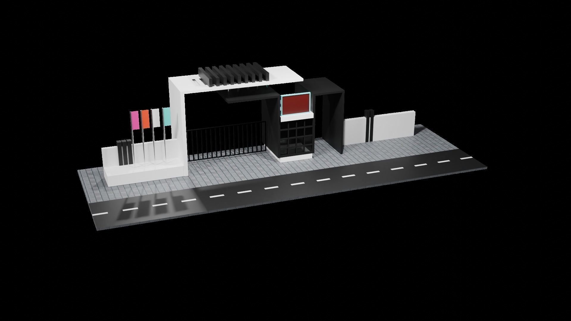 villa entry gate 3d model 3D model | CGTrader