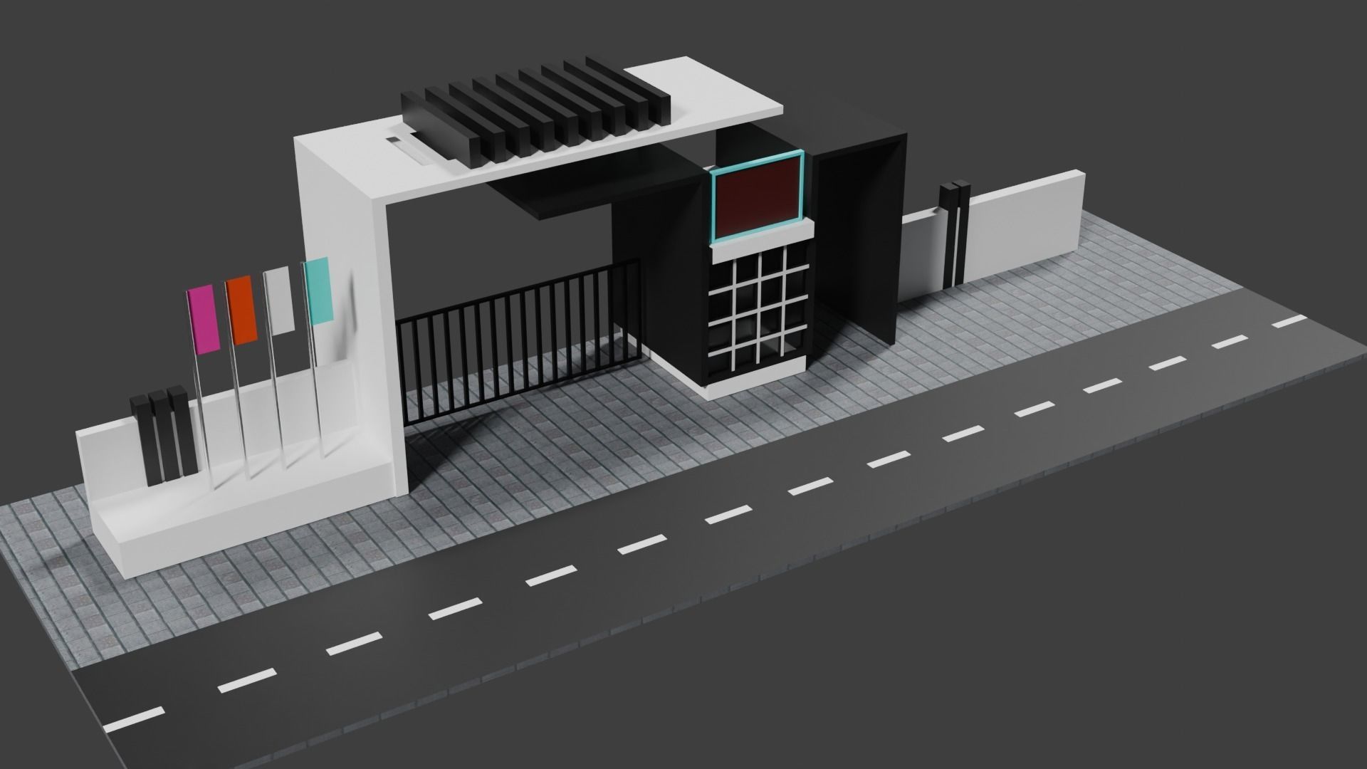 villa entry gate 3d model 3D model | CGTrader