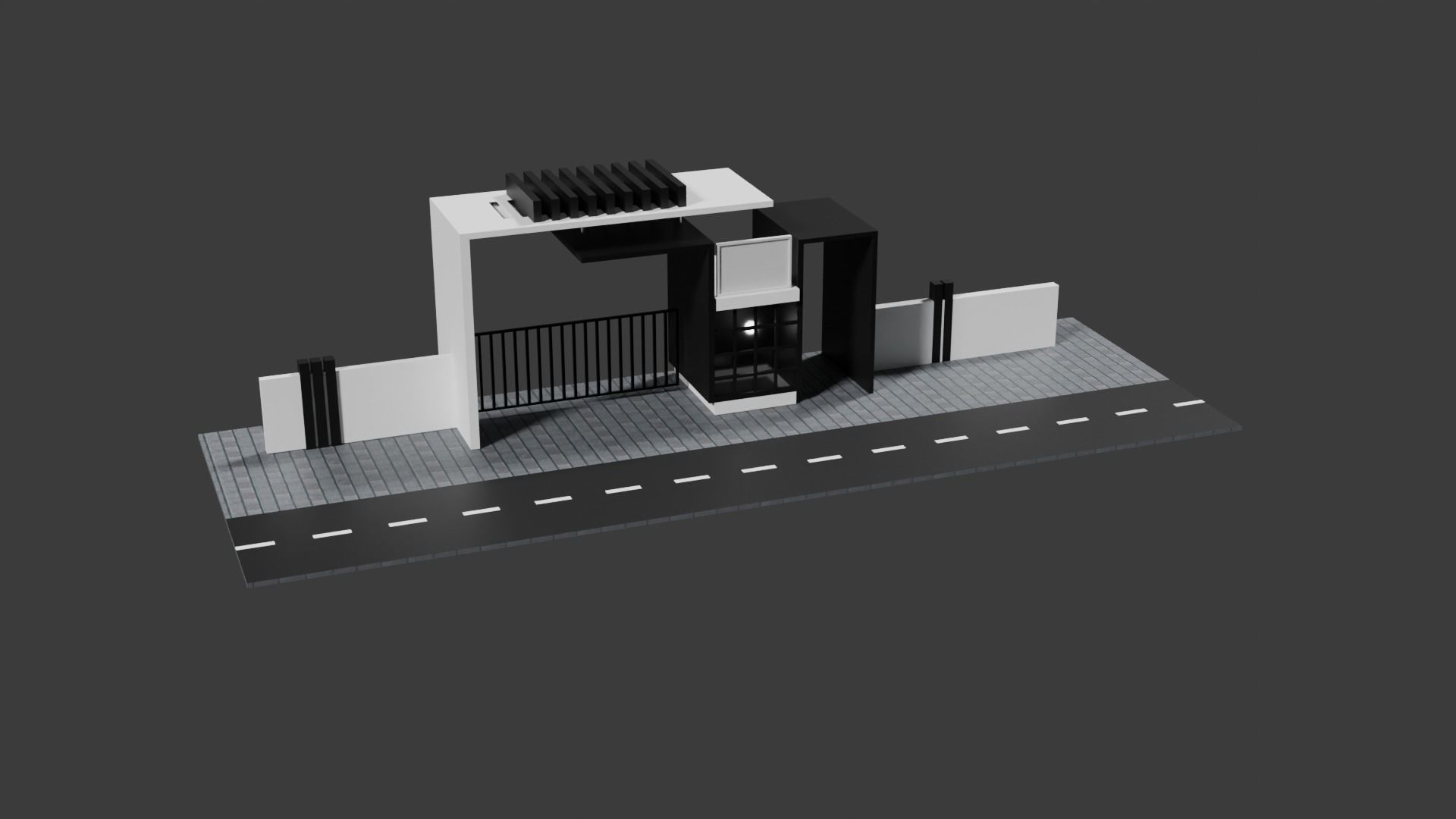 villa entry gate 3d model 3D model | CGTrader