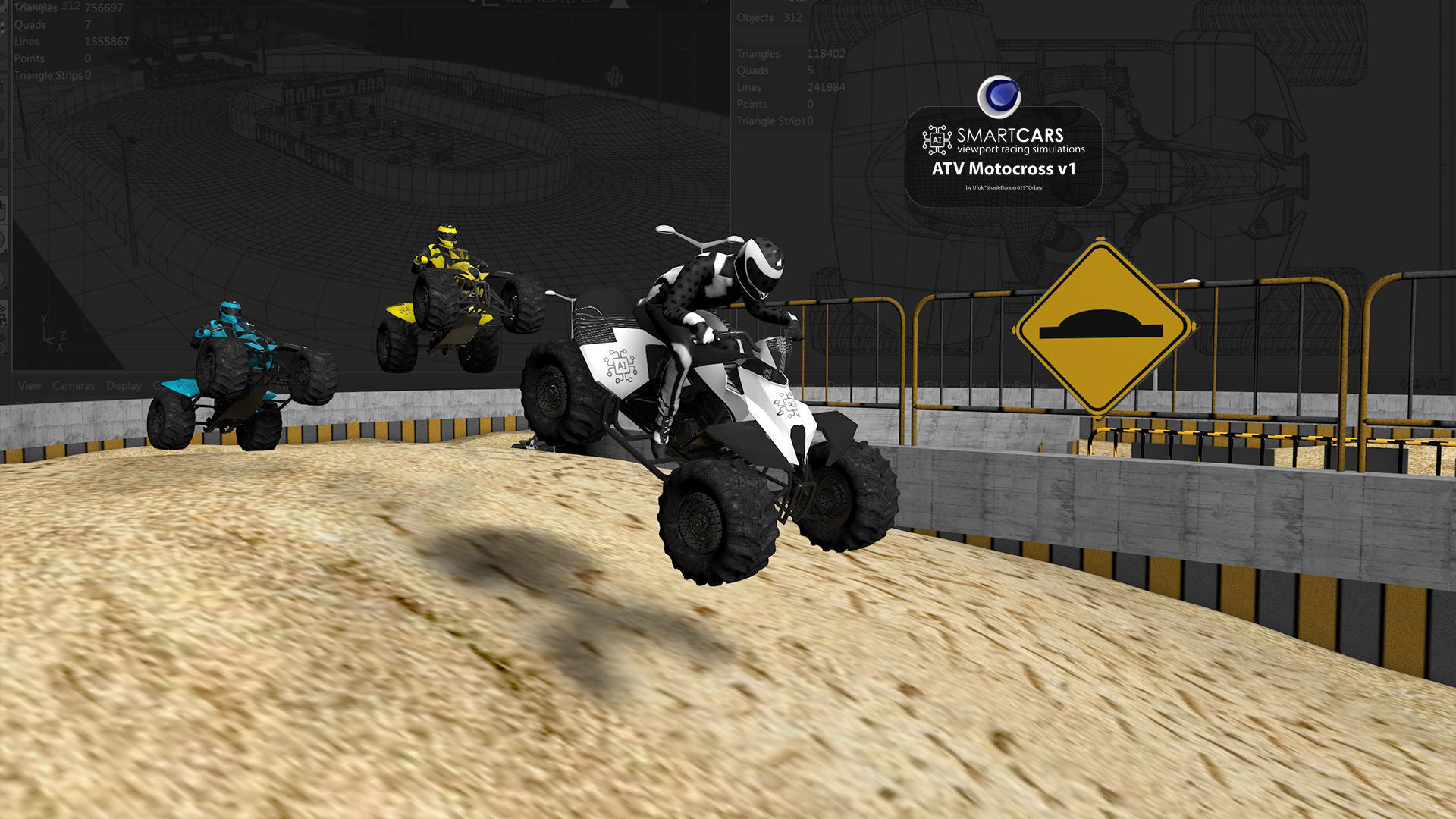 SMARTCARS AI ATV Motocross Simulations v1 3D model animated rigged ...