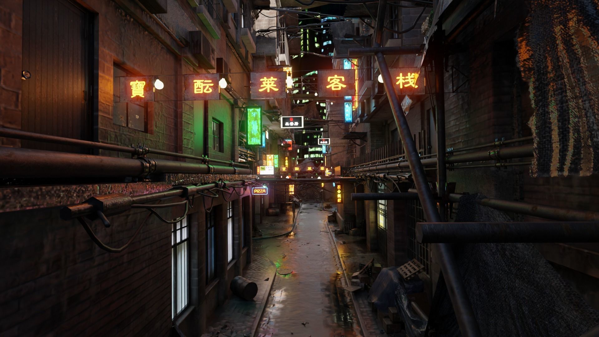China-Themed Cyberpunk Street 3D model | CGTrader
