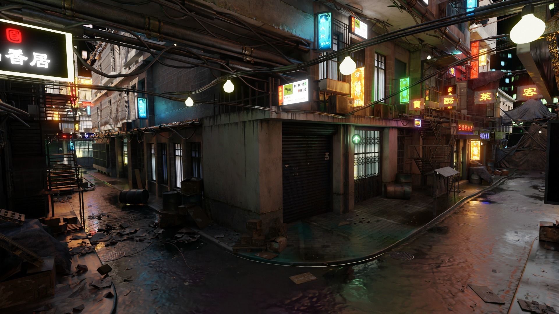 China-Themed Cyberpunk Street 3D model | CGTrader