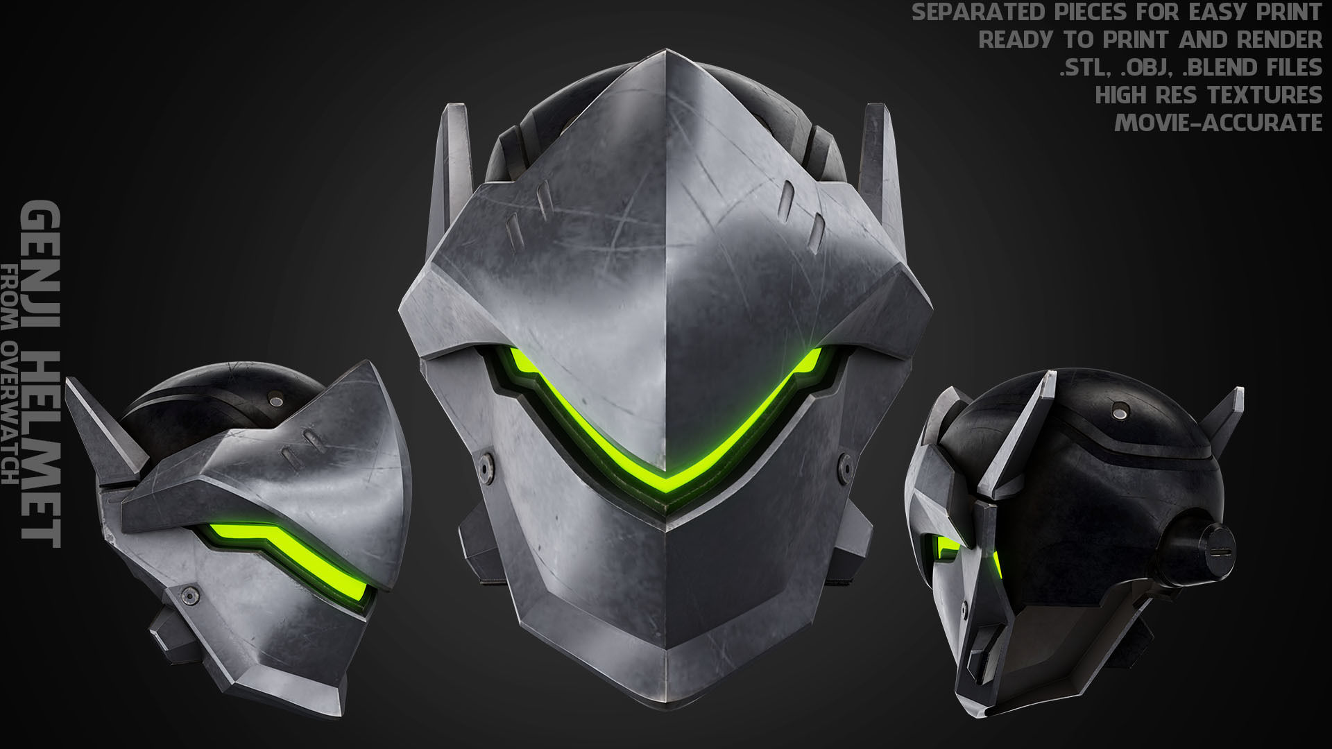 Overwatch Genji Helmet for Cosplay 3D model 3D printable | CGTrader