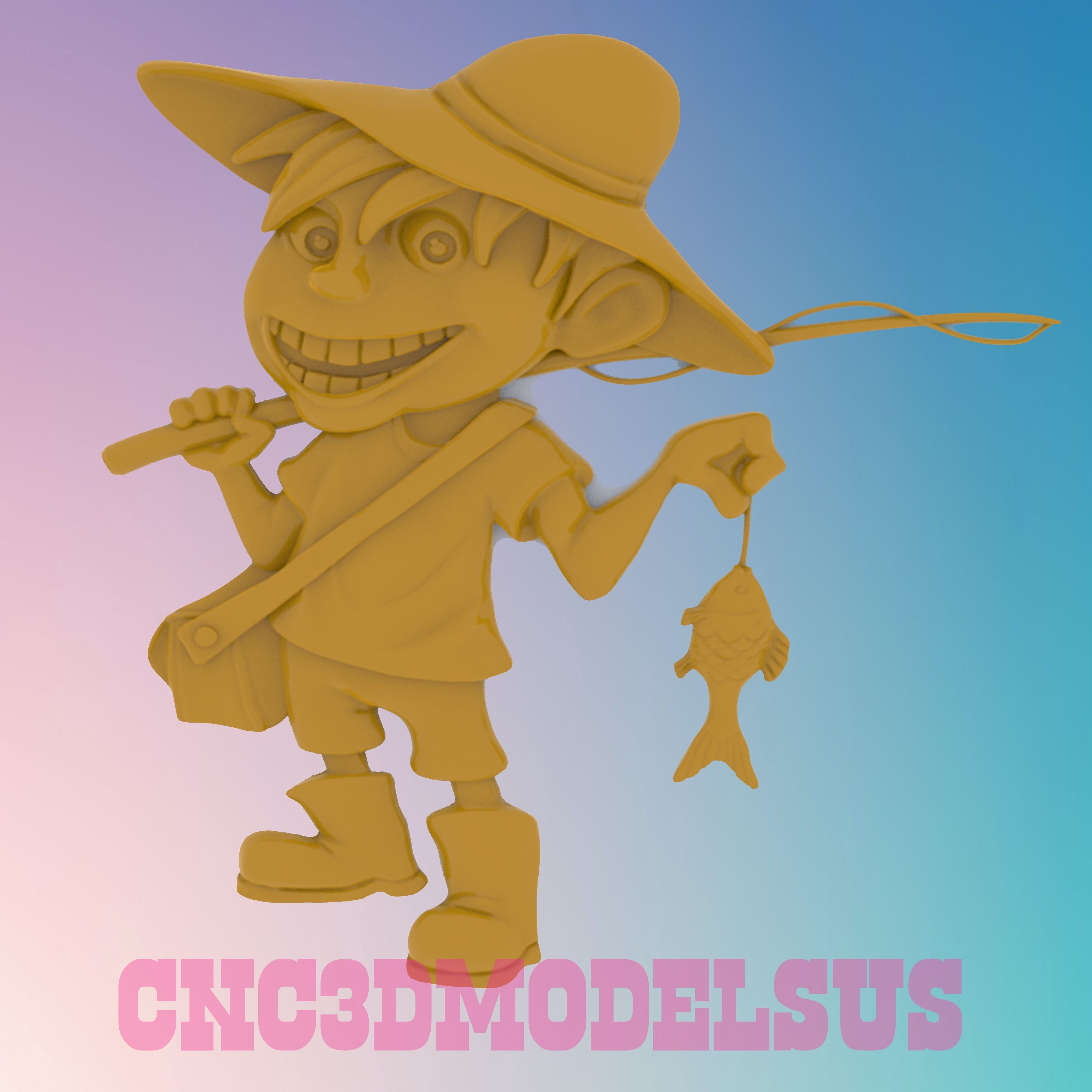 Fisherman 3D MODEL STL FILE FOR CNC ROUTER LASER 3D model 3D printable ...