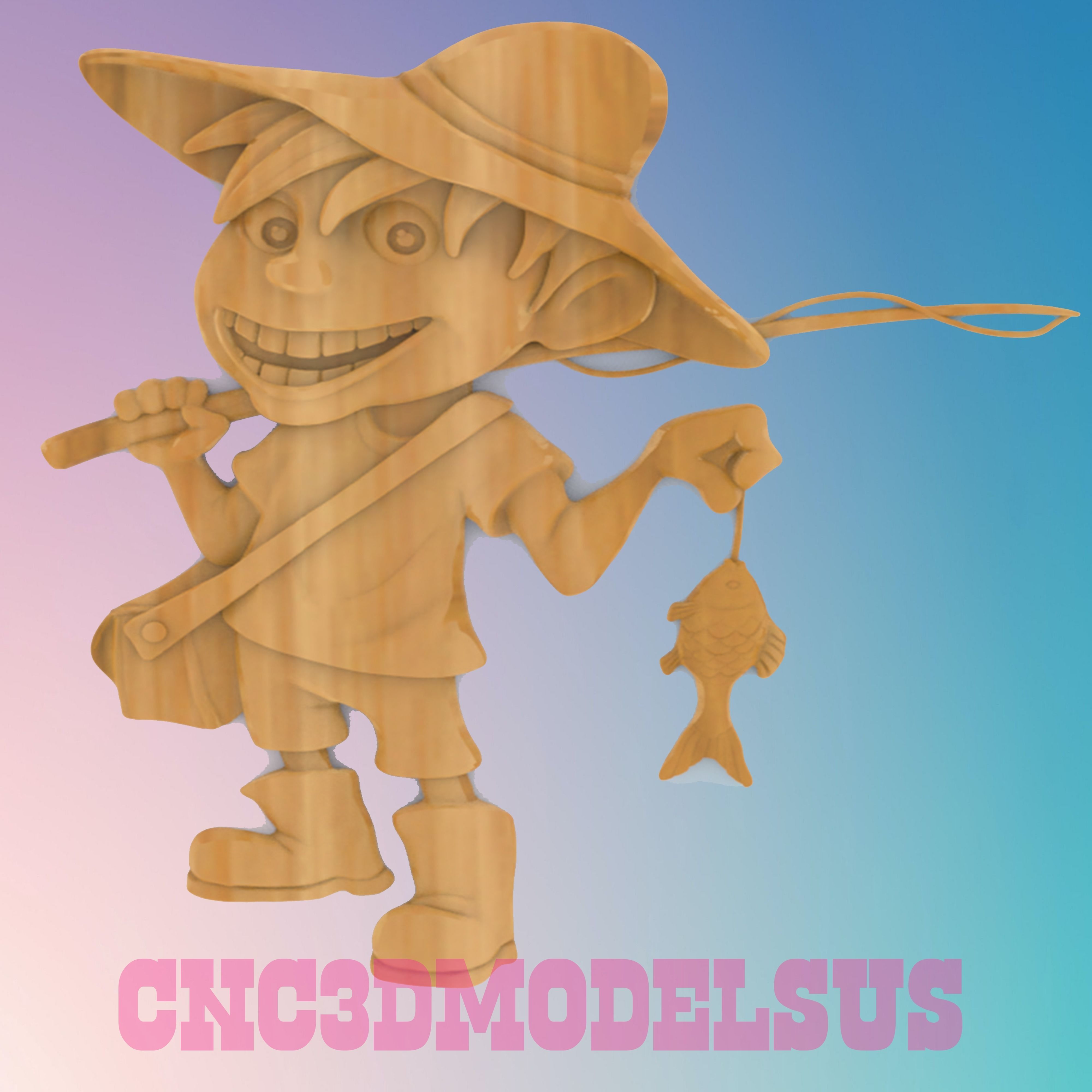 Fisherman 3D MODEL STL FILE FOR CNC ROUTER LASER 3D model 3D printable ...