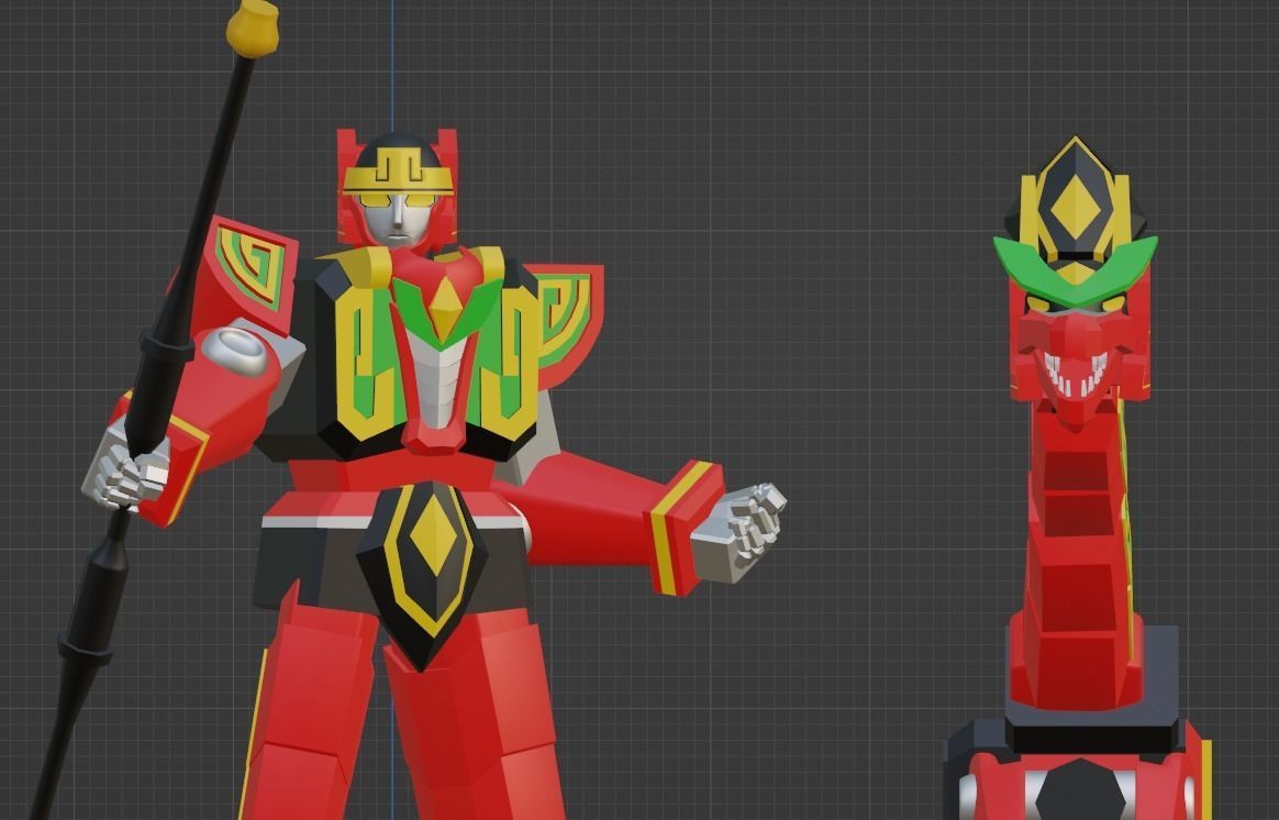 3D model Red Dragon Thunderzord - Power Rangers VR / AR / low-poly ...
