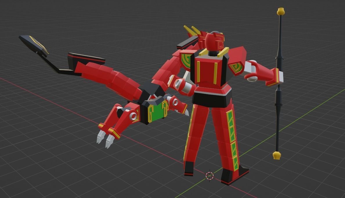 3D model Red Dragon Thunderzord - Power Rangers VR / AR / low-poly ...