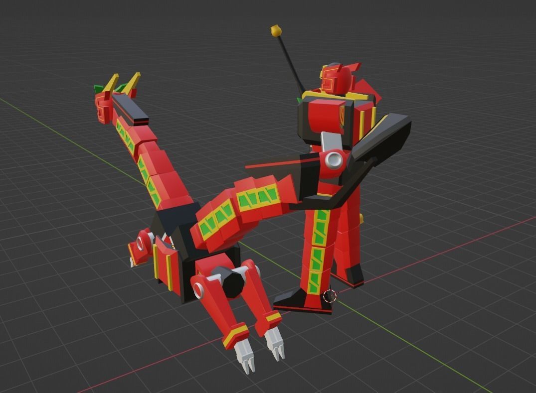 3D model Red Dragon Thunderzord - Power Rangers VR / AR / low-poly ...