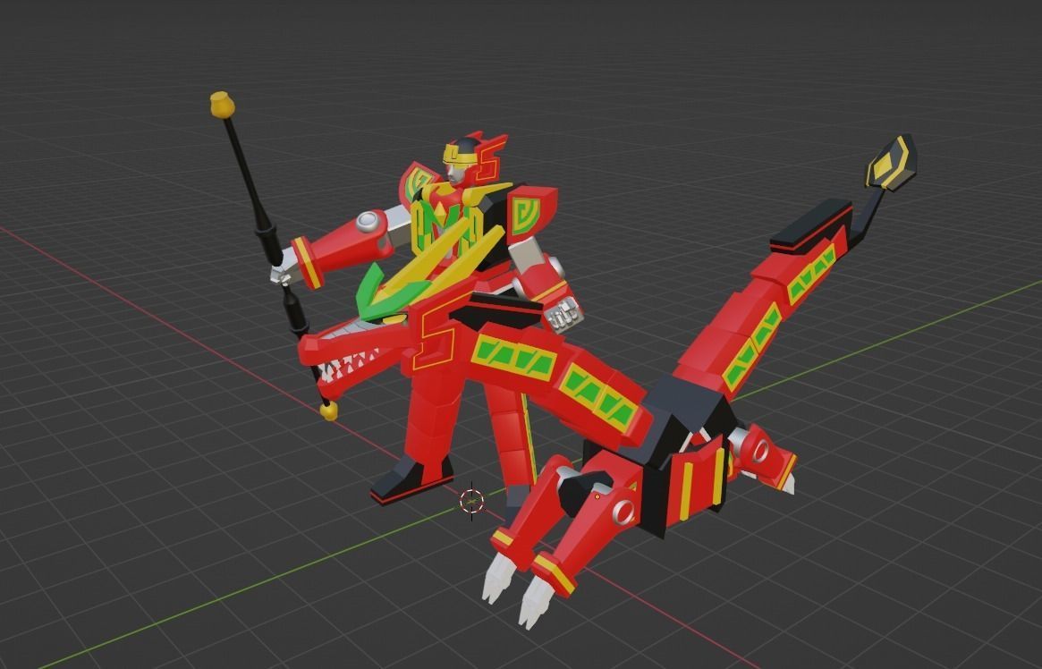 3D model Red Dragon Thunderzord - Power Rangers VR / AR / low-poly ...