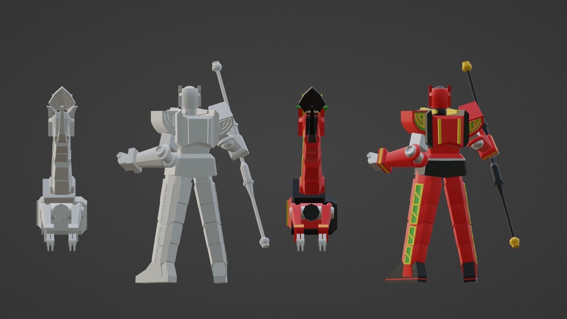 3D model Red Dragon Thunderzord - Power Rangers VR / AR / low-poly ...