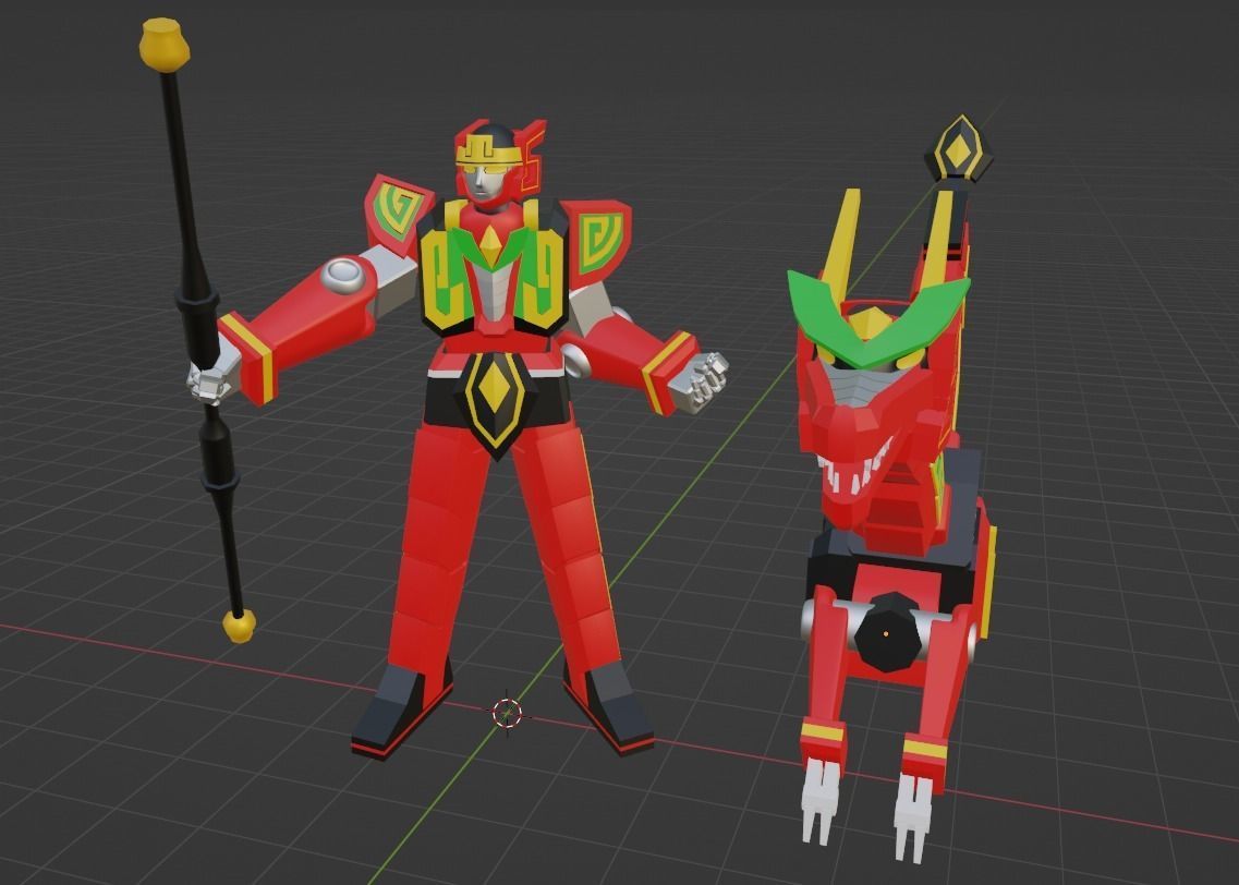 3D model Red Dragon Thunderzord - Power Rangers VR / AR / low-poly ...
