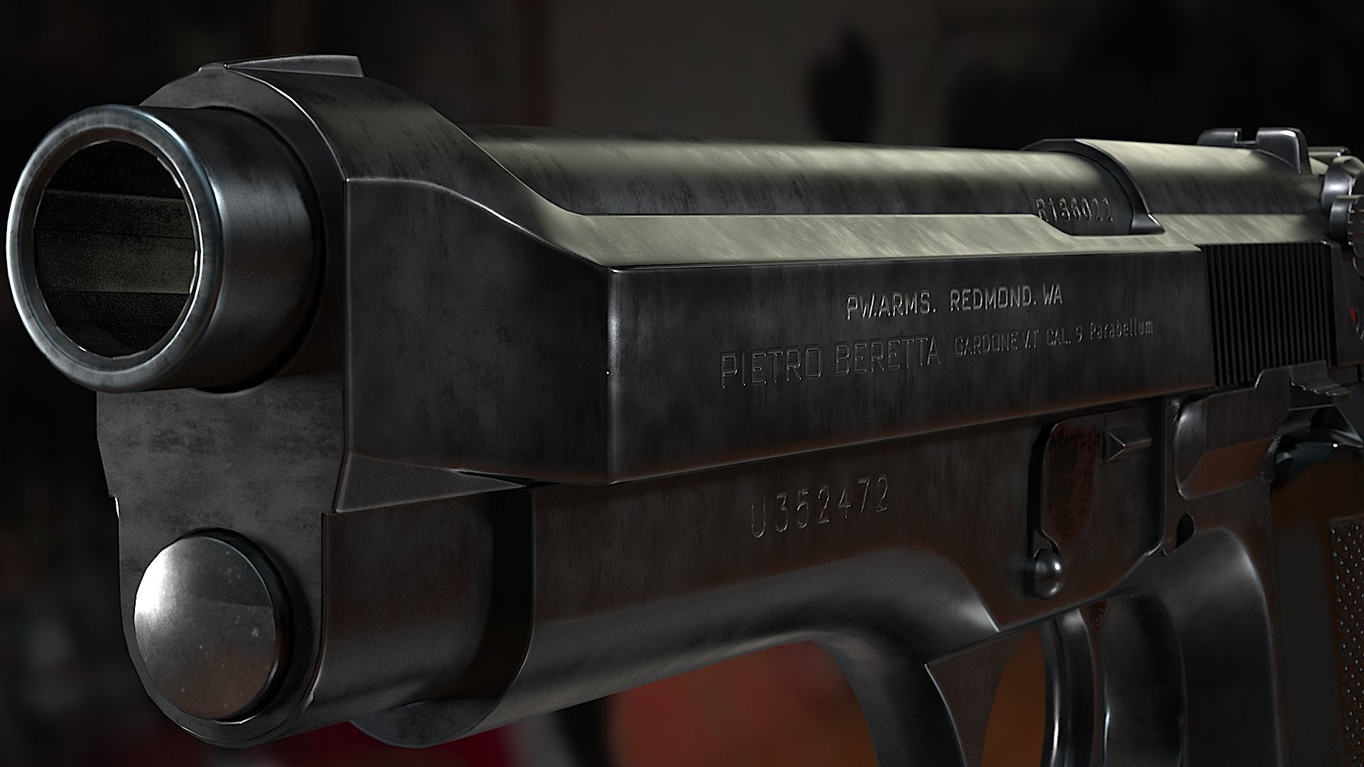 3D model Beretta 92S Low-poly 3D model VR / AR / low-poly | CGTrader