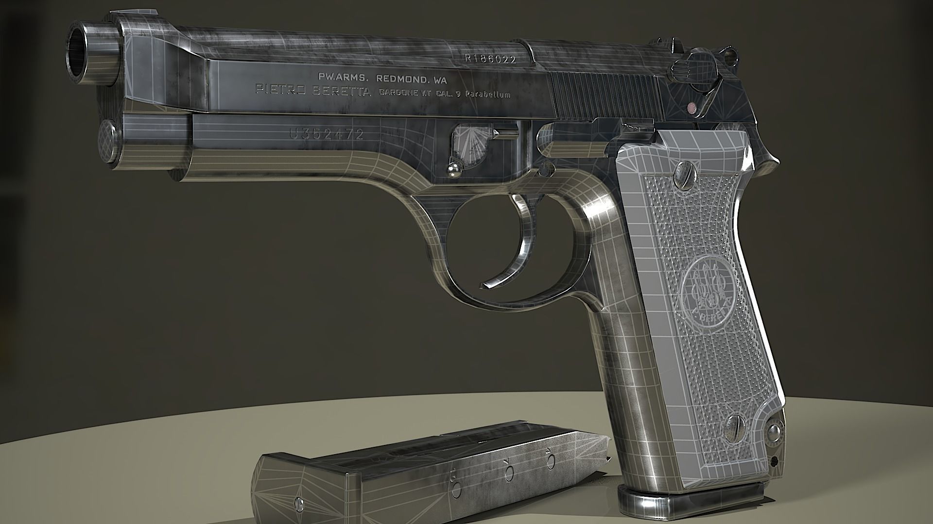 3D model Beretta 92S Low-poly 3D model VR / AR / low-poly | CGTrader