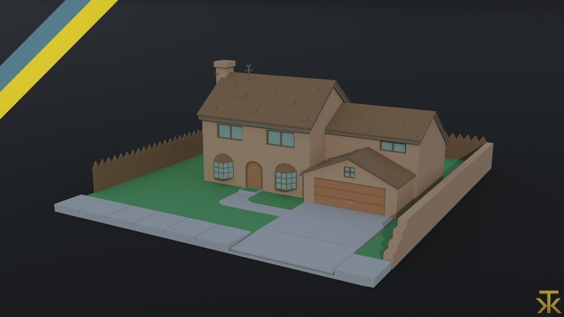3D model Cartoon simpsons house Polygonal Style VR / AR / low-poly ...