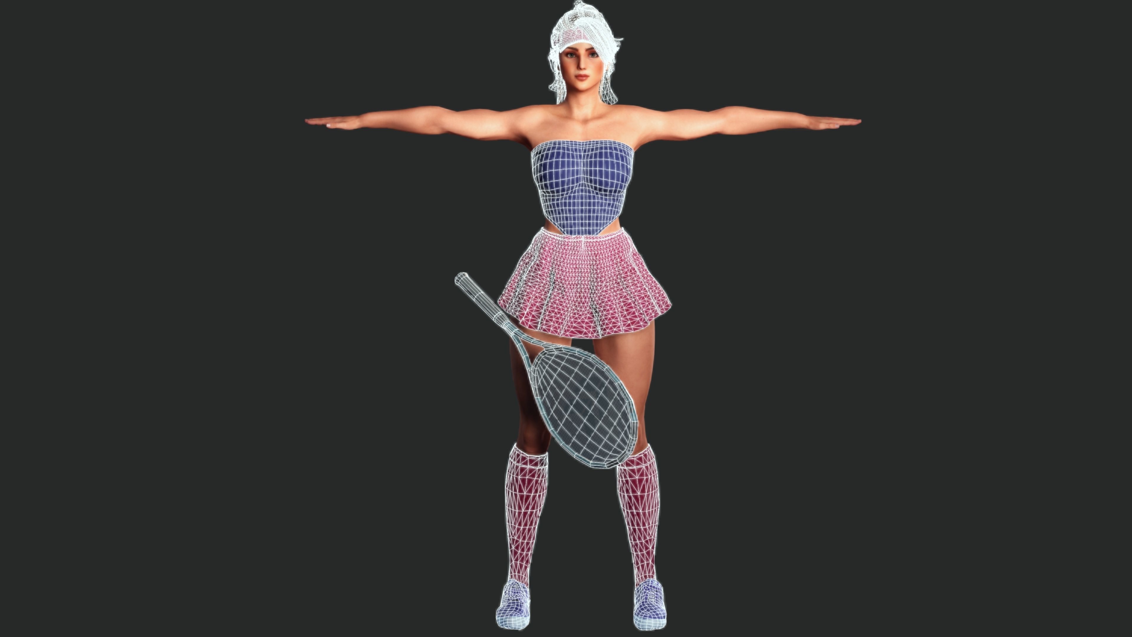 3D model AAA 3D REALISTIC CHARACTER - MUSCULAR GIRL SPORT OUTFIT TENNIS ...