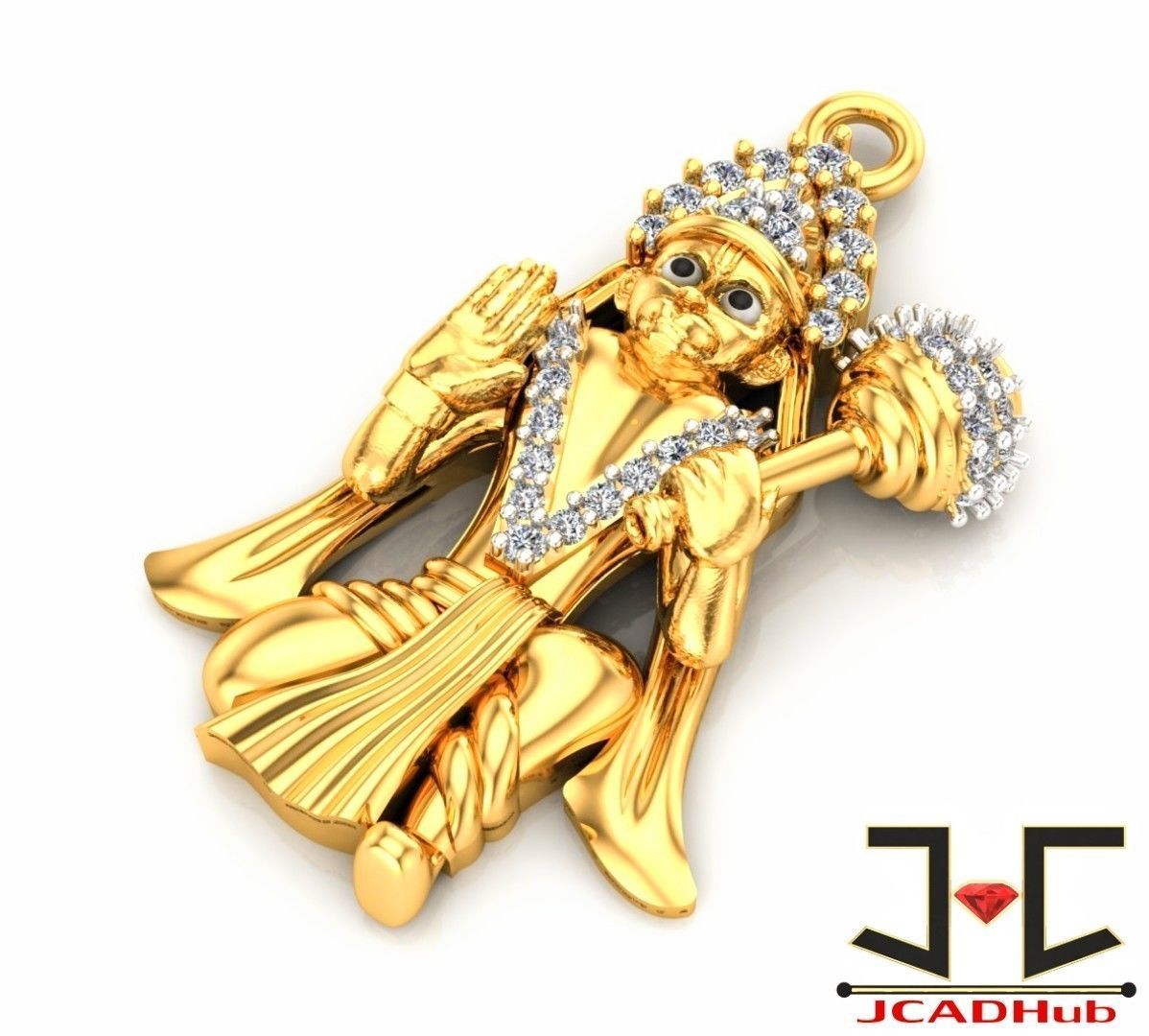 0169 - Hindu God Hanuman Gold Pendant 3D model 3D printable | CGTrader