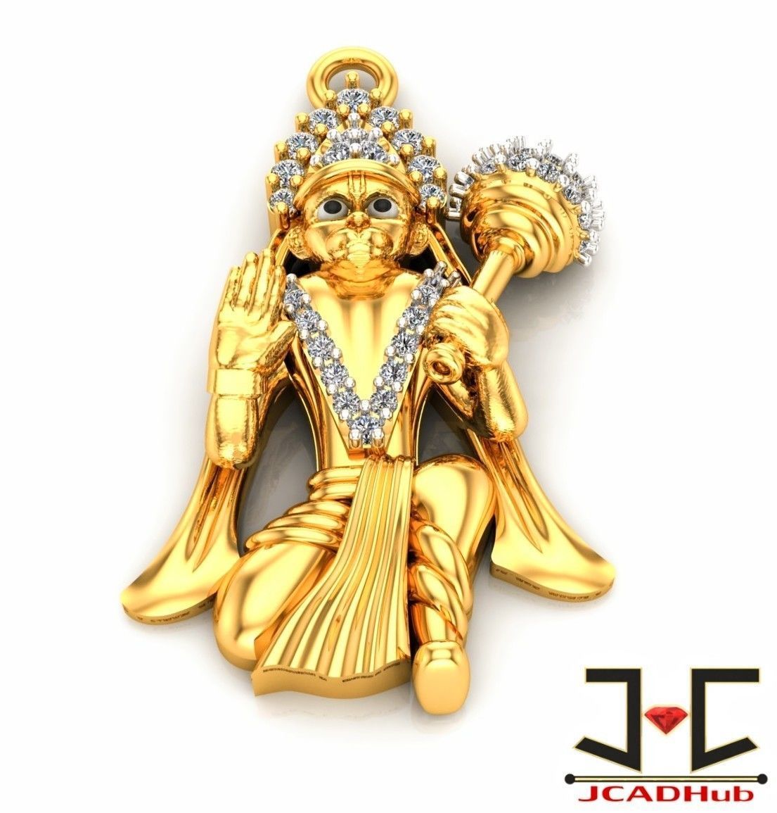 0169 - Hindu God Hanuman Gold Pendant 3D model 3D printable | CGTrader