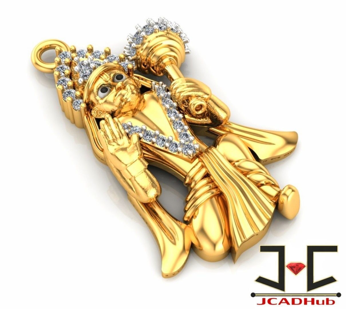 0169 - Hindu God Hanuman Gold Pendant 3D model 3D printable | CGTrader