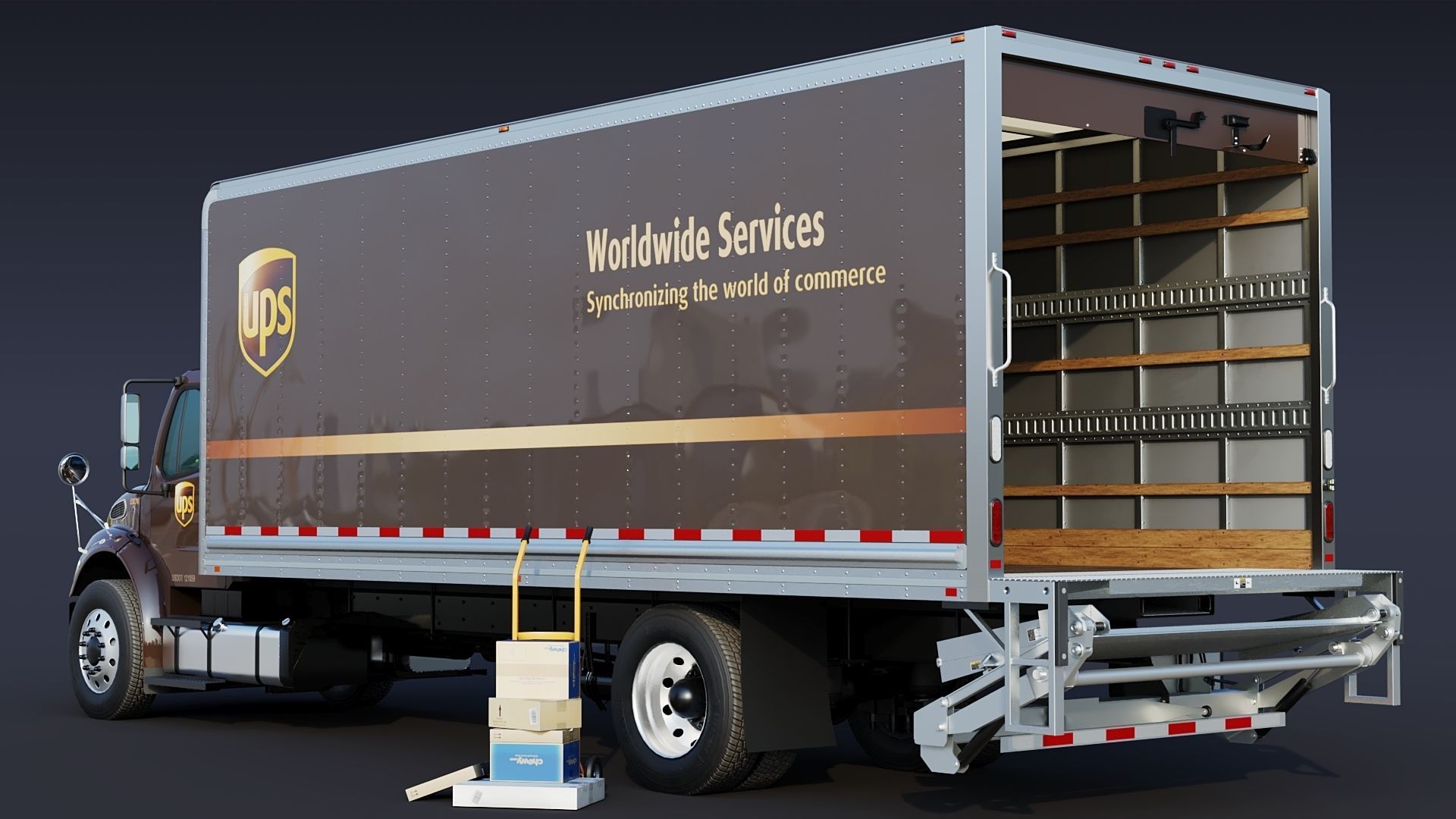 3D model 2020 Freightliner M2 106 Box truck UPS VR / AR / low-poly ...