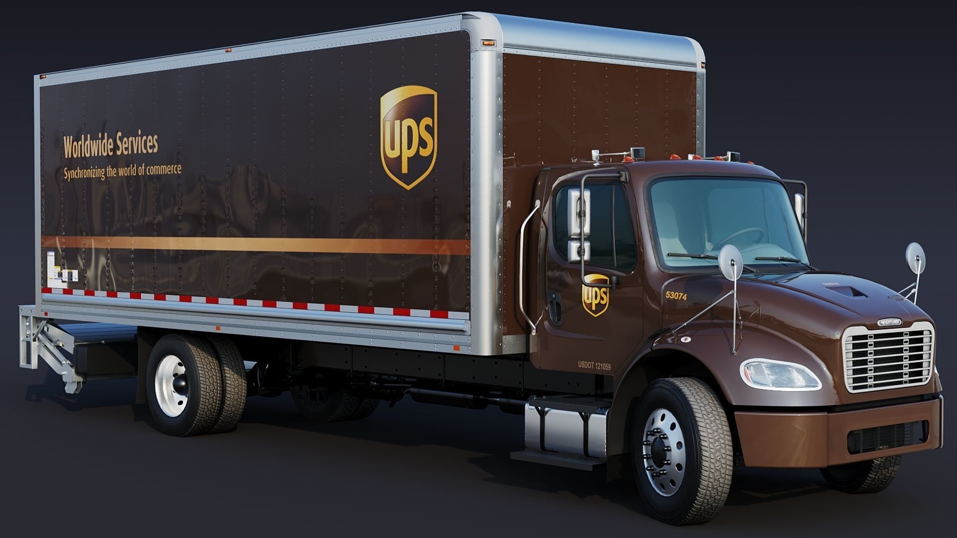 3D model 2020 Freightliner M2 106 Box truck UPS VR / AR / low-poly ...