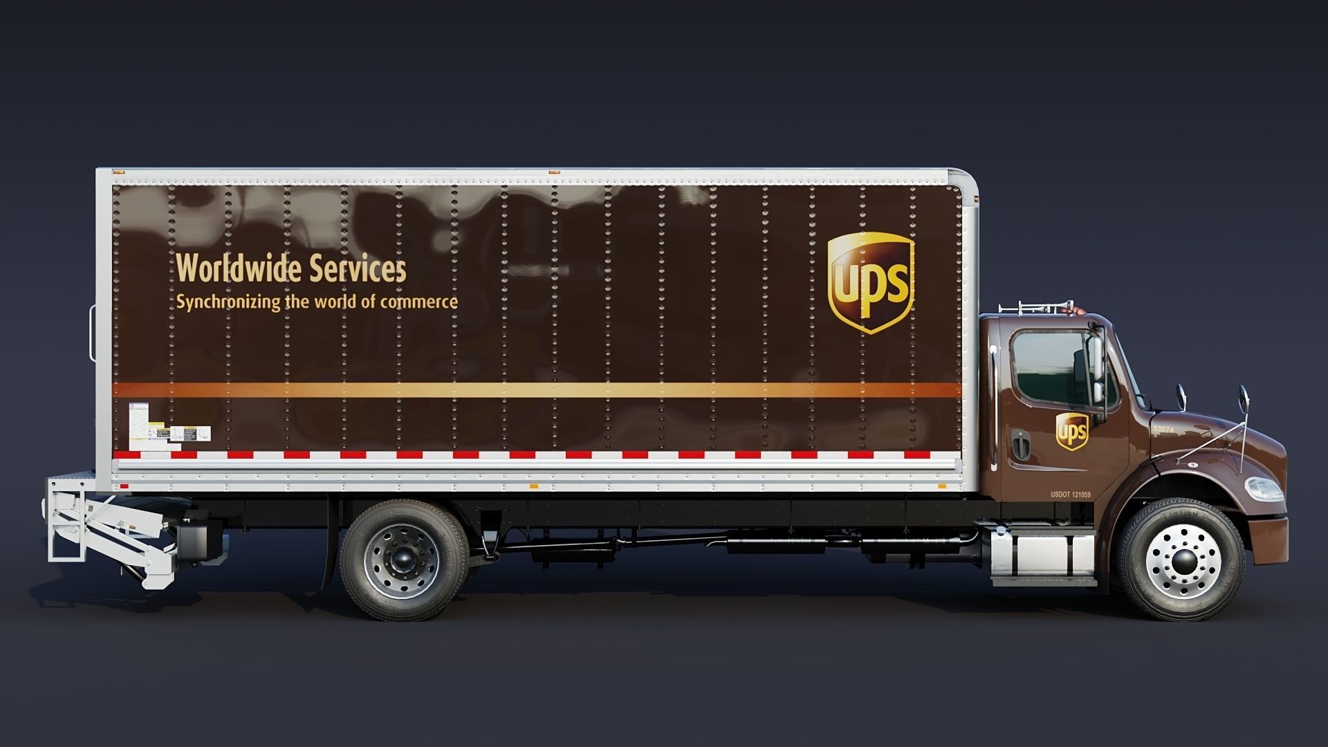 3D model 2020 Freightliner M2 106 Box truck UPS VR / AR / low-poly ...