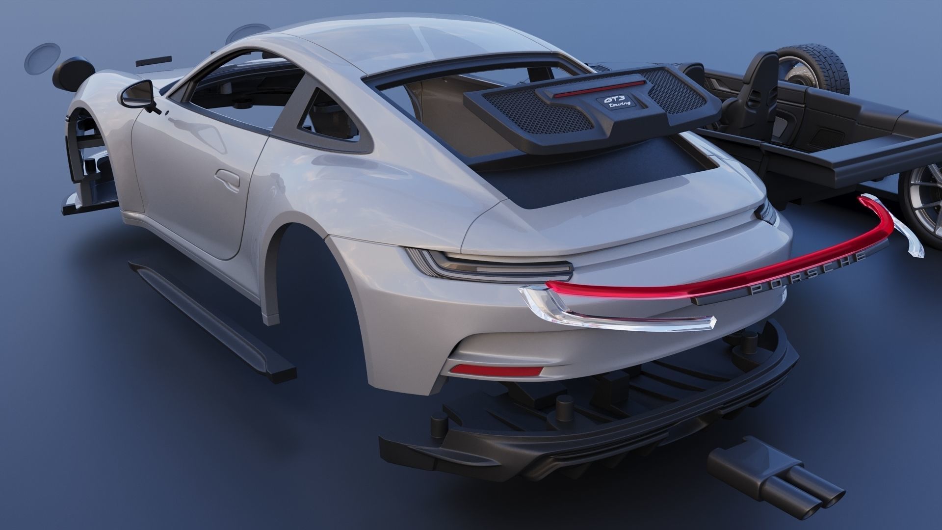 Porsche 911 GT3 Touring 3D model 3D printable | CGTrader