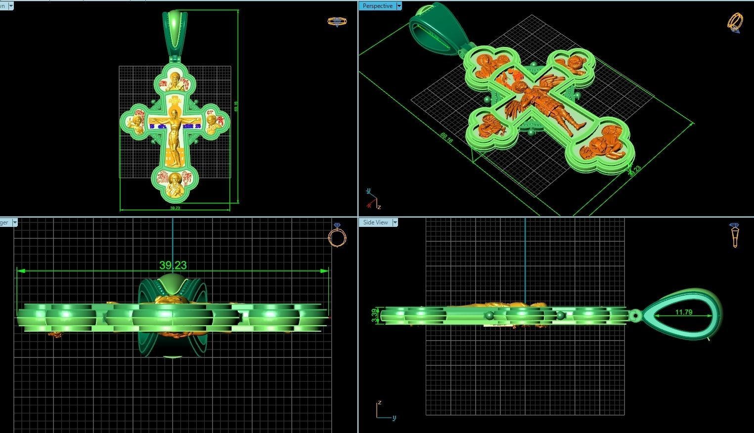 Orthodox two sided cross the crucifixion of Jesus Christ 1071 3D model ...