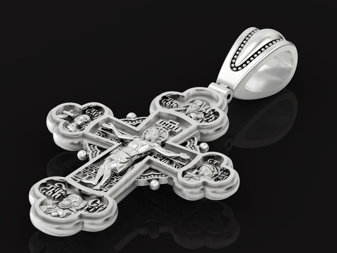 Orthodox two sided cross the crucifixion of Jesus Christ 1071 3D model ...