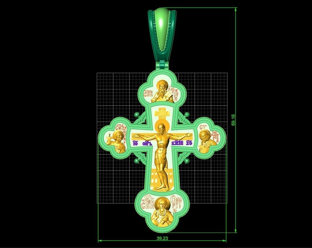 Orthodox two sided cross the crucifixion of Jesus Christ 1071 3D model ...