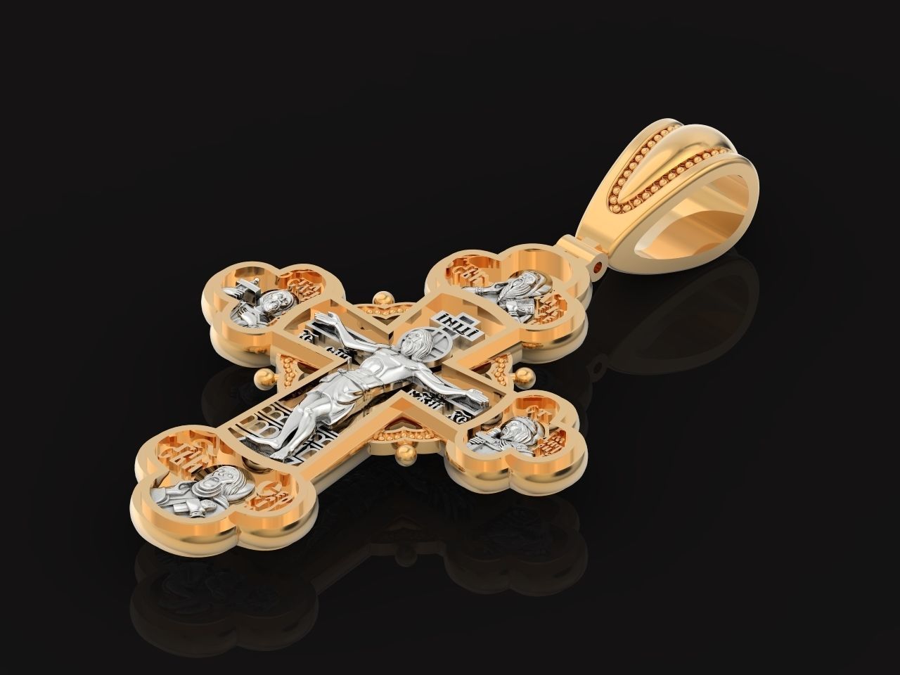 Orthodox two sided cross the crucifixion of Jesus Christ 1071 3D model ...