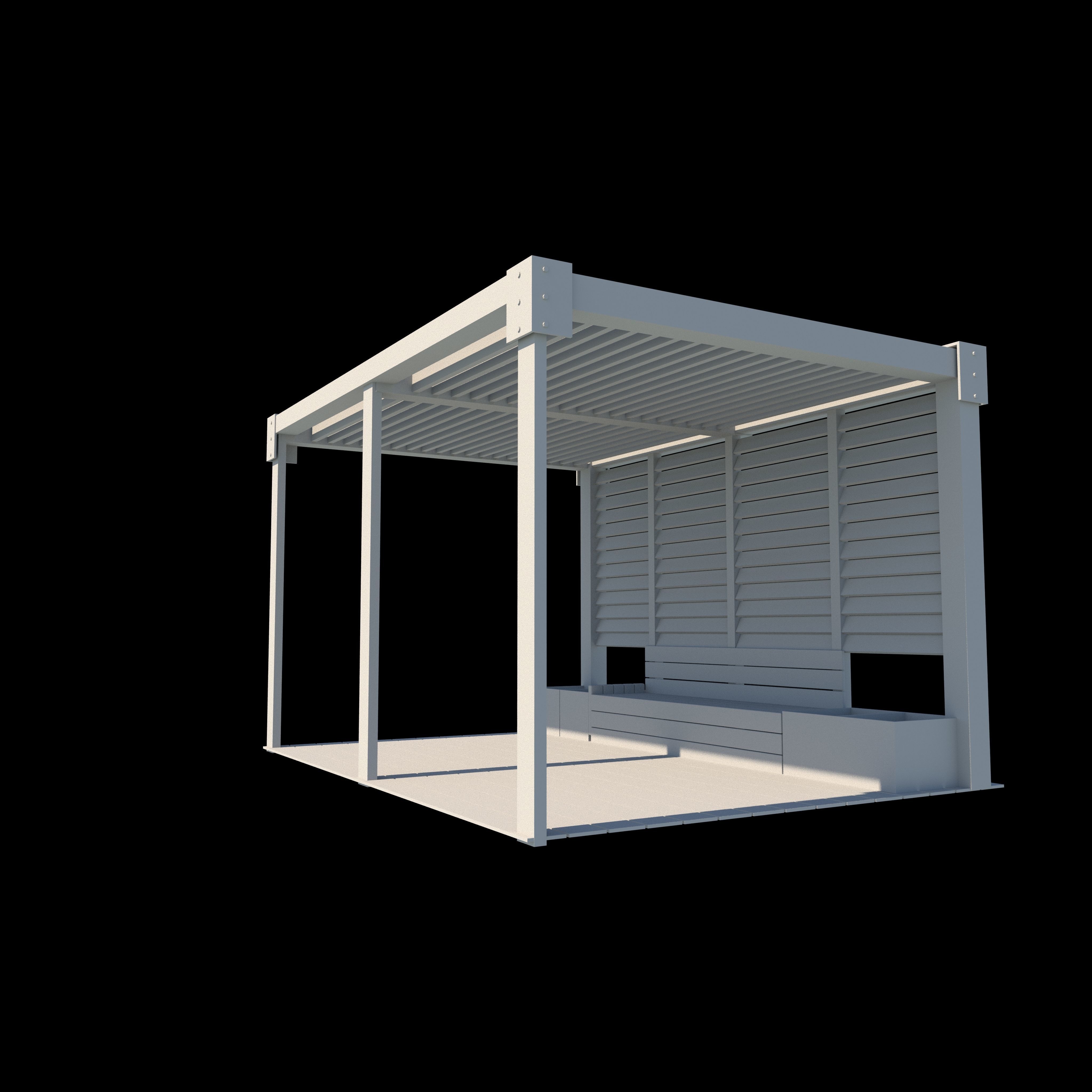 Terrace pergola 3D model animated | CGTrader