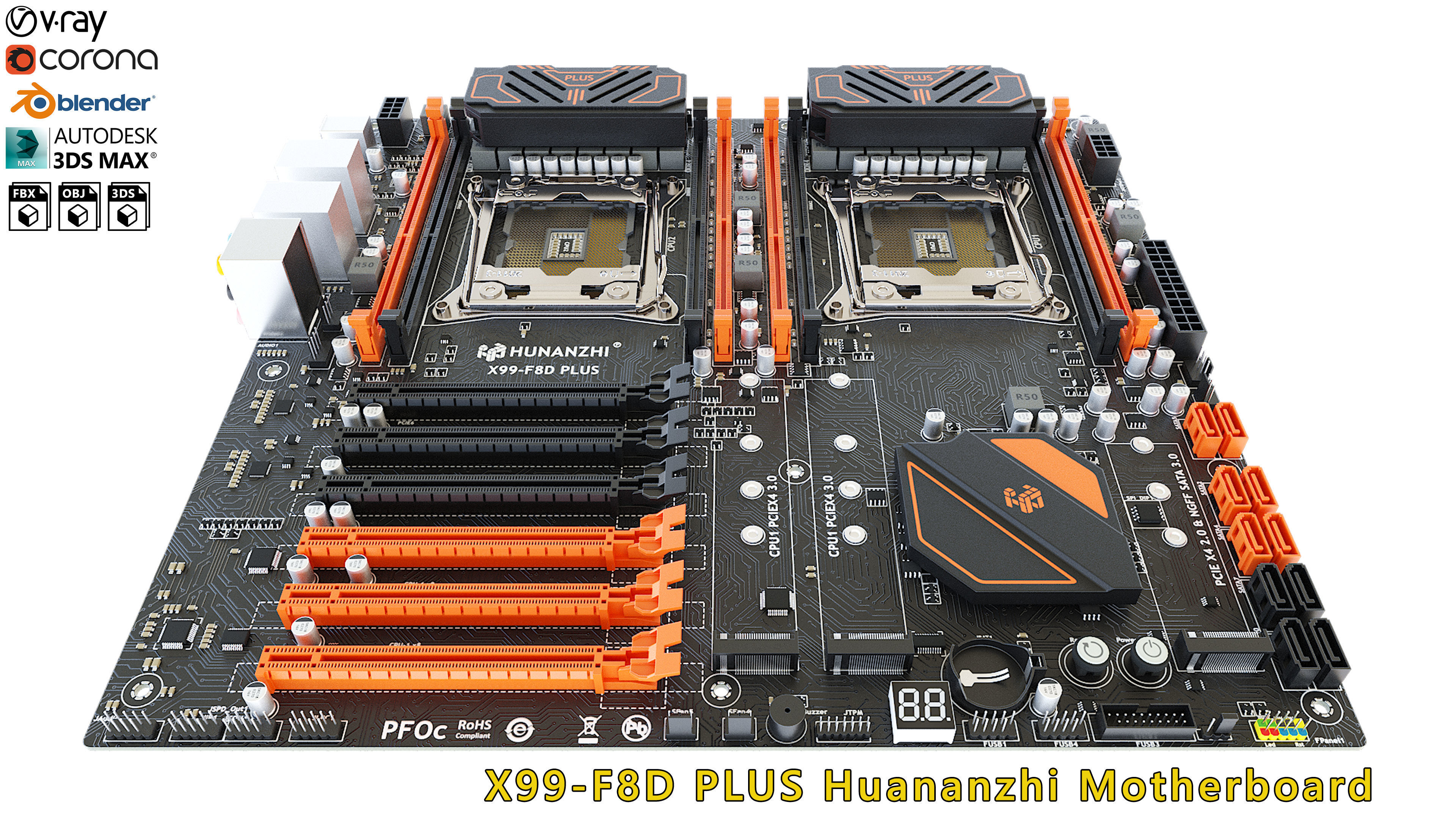 X99-F8D PLUS Huananzhi Motherboard 3D model | CGTrader
