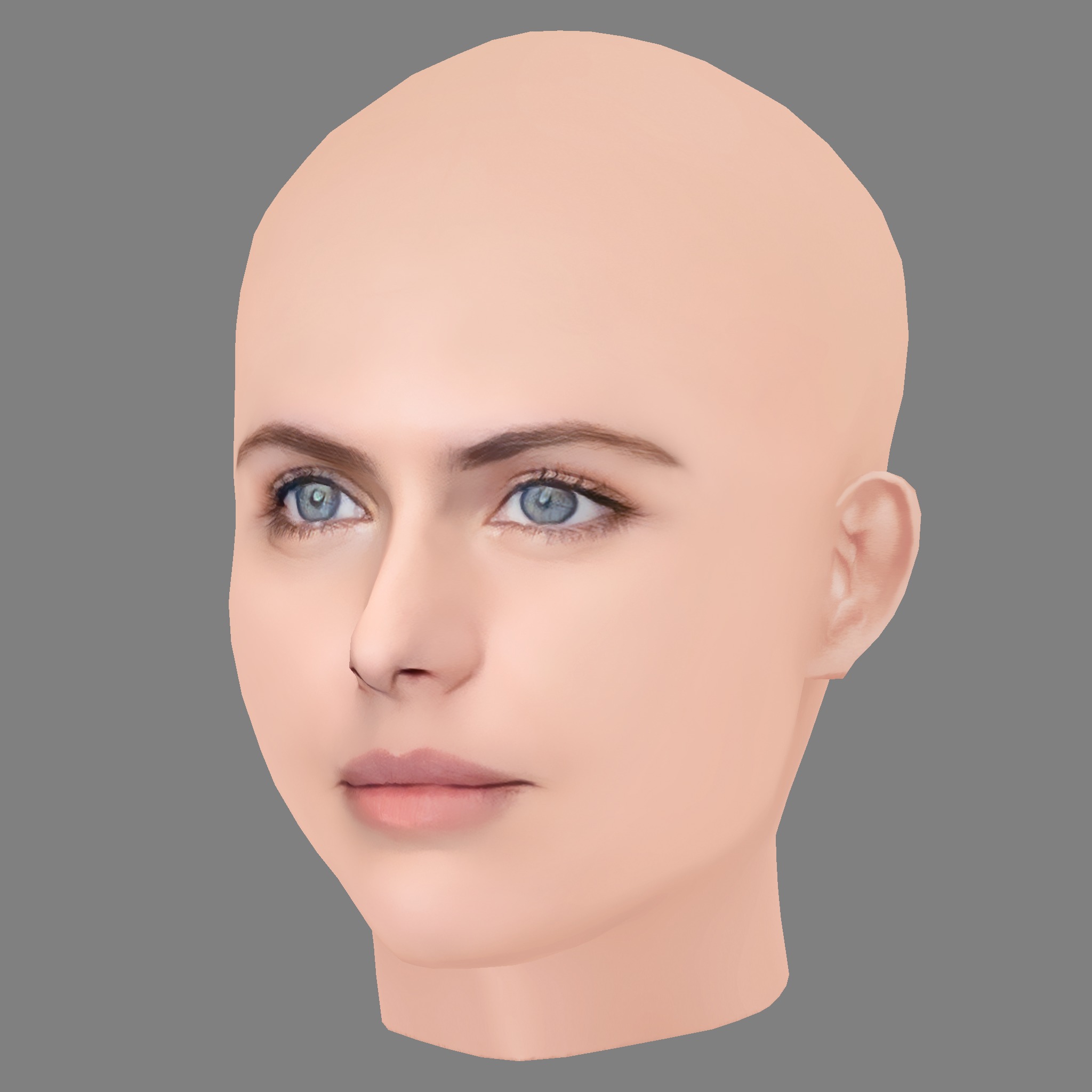 3D model Alexandra Daddario Head - No Hair - Low poly head for game VR ...