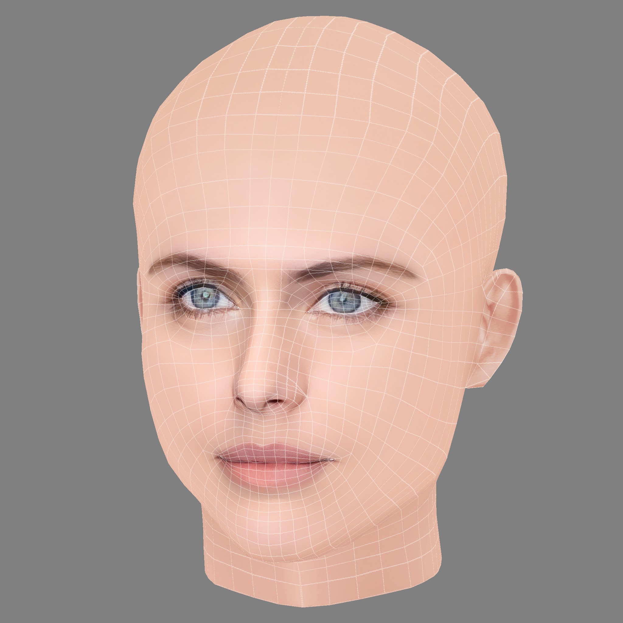 3D model Alexandra Daddario Head - No Hair - Low poly head for game VR ...