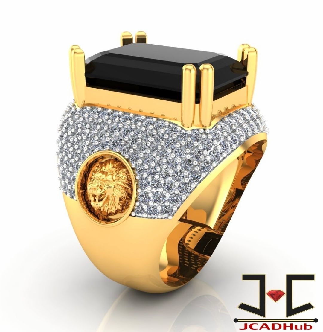 0170 - Black Stone Diamond Gents Ring 3D model 3D printable | CGTrader
