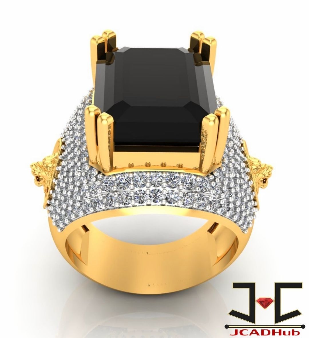 0170 - Black Stone Diamond Gents Ring 3D model 3D printable | CGTrader